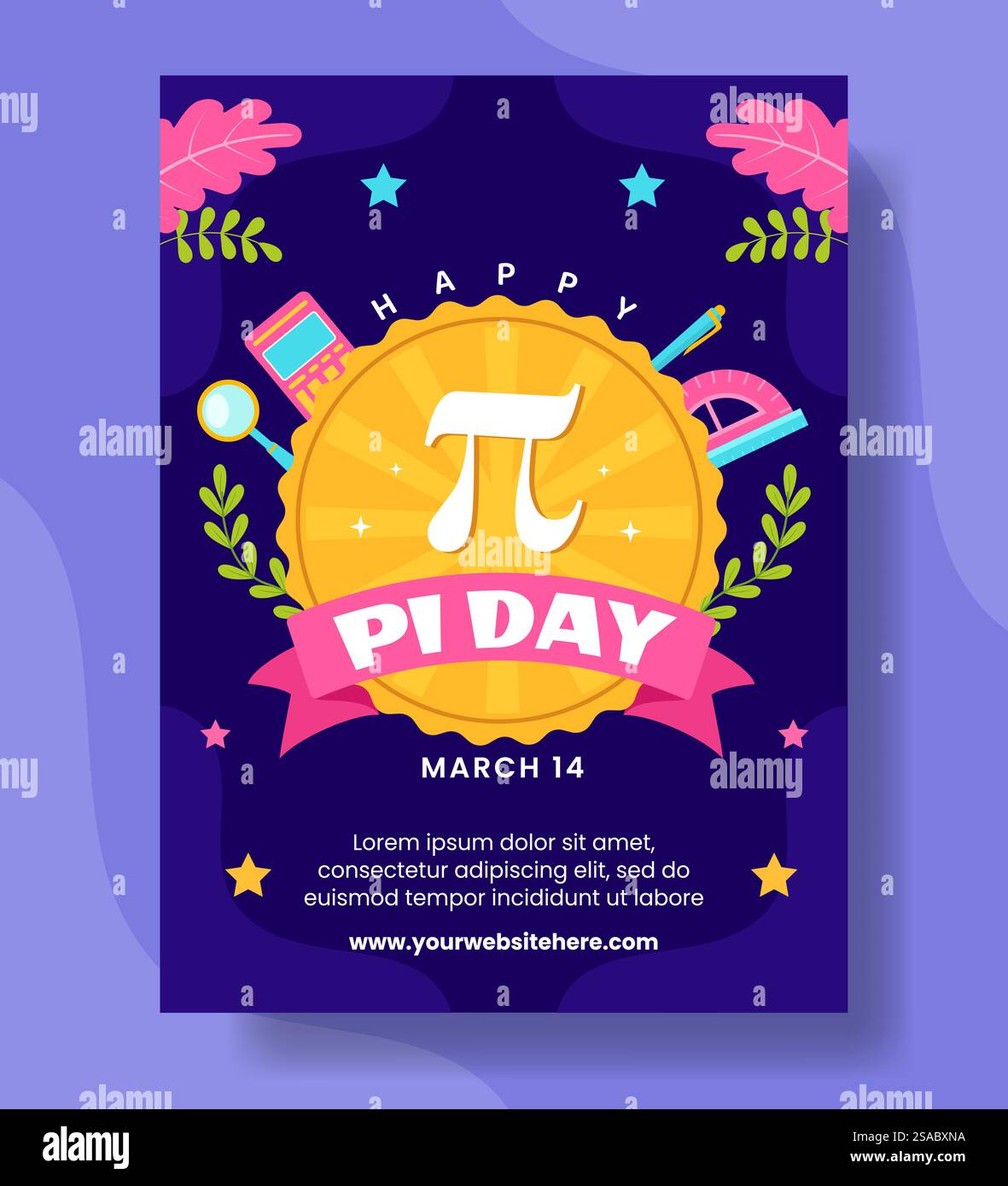 Pi Day Vertical Poster Flat Cartoon Hand Drawn Templates Background ...