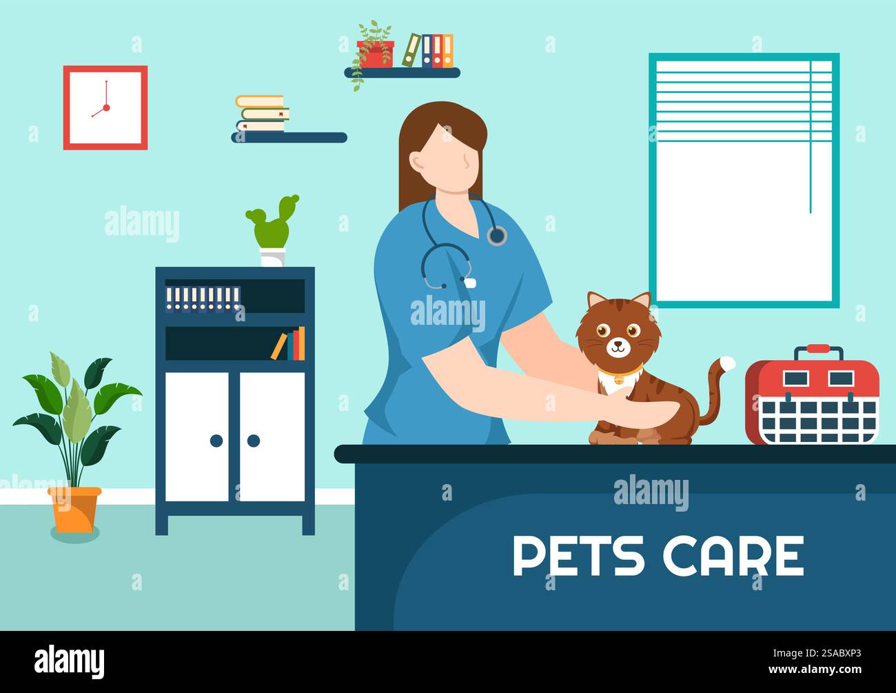 Pets Care Vector Illustration with Animal Shelter or Vet Clinic for ...