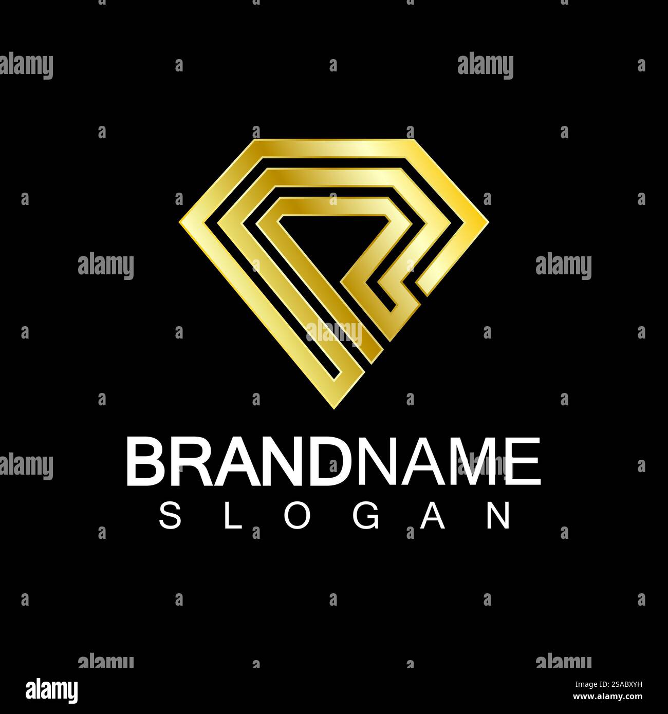 A diamond shaped letter R logo design isolated black background Stock ...