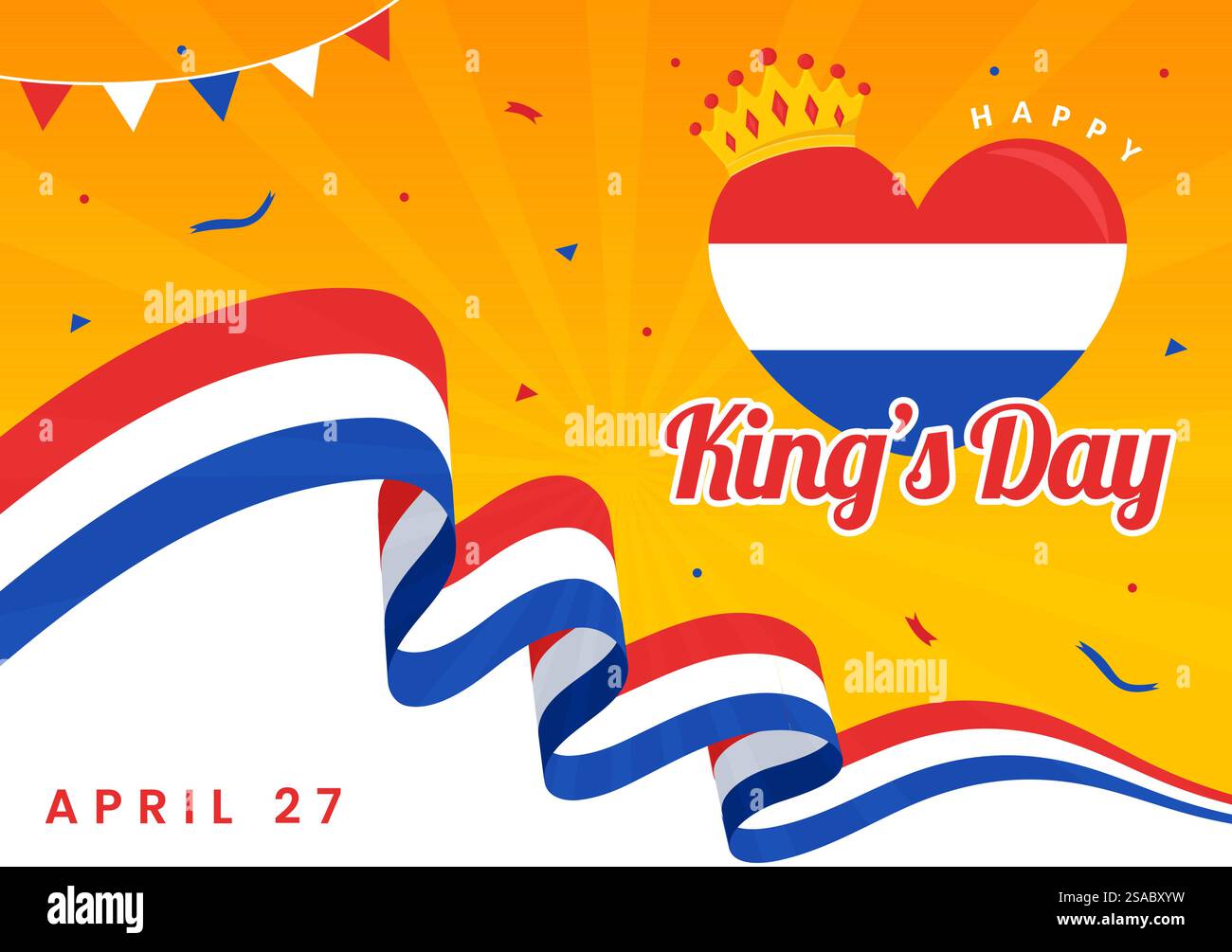 Happy Kings Netherlands Day Vector Illustration on 27 April with Waving ...