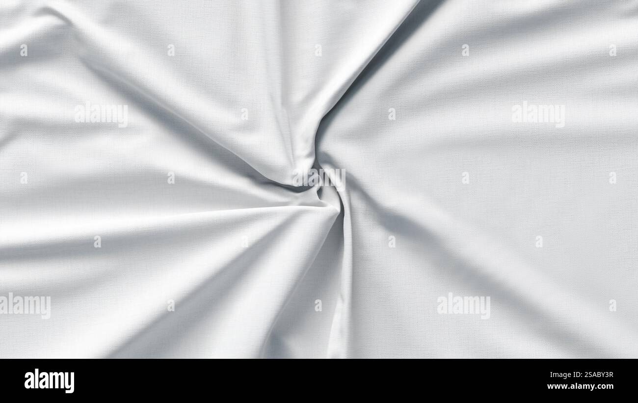 Blank white folded swirl fabric material mockup, top view, 3d rendering ...