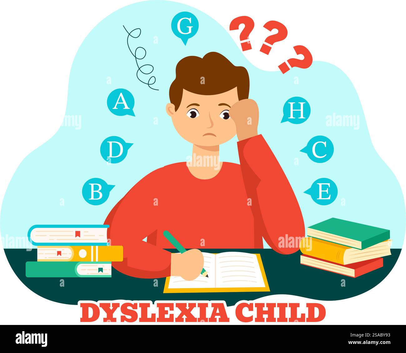 Dyslexia Children Vector Illustration of Kids Dyslexia Disorder and ...