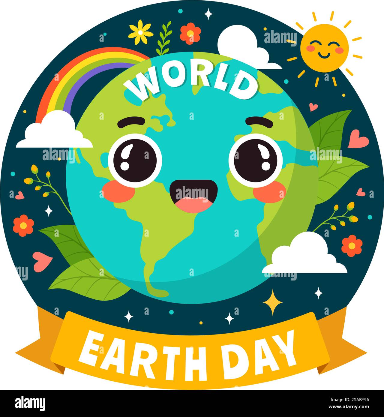 World Earth Day Vector Illustration on April 22 with World Map and ...