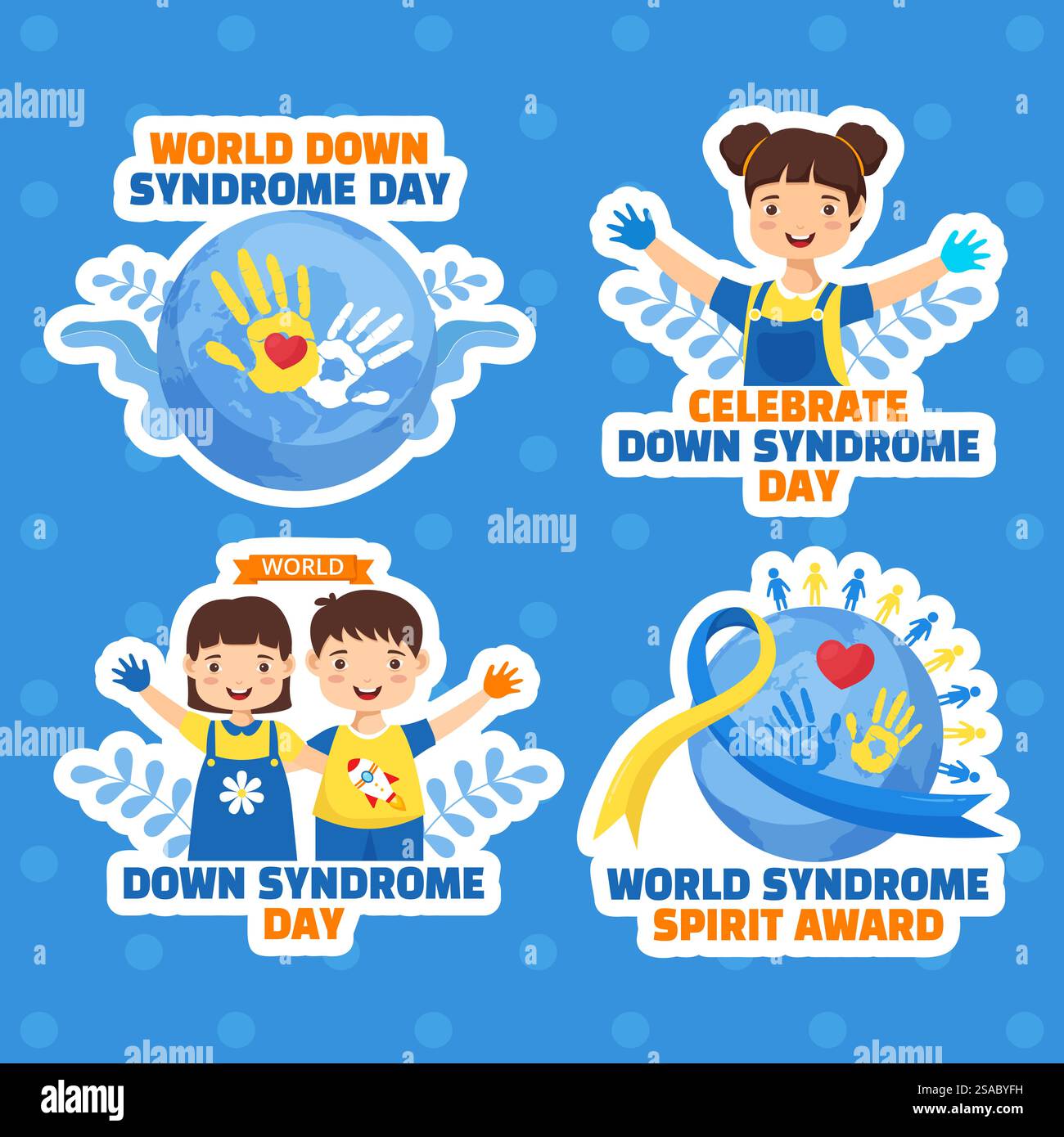 Down Syndrome Day Label Flat Cartoon Hand Drawn Templates Background ...