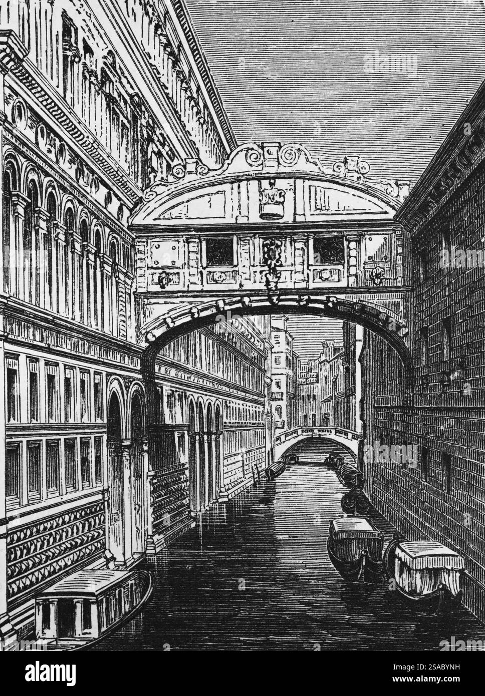 Ponte dei Sospiri, Bridge of Sighs, arched bridge over the Rio di ...