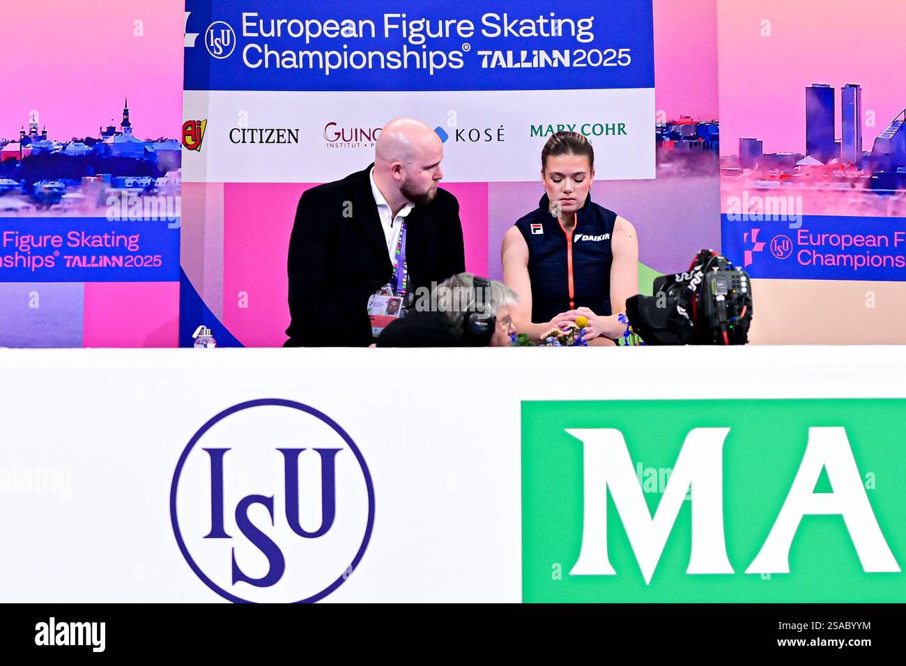 Niki WORIES (NED), at Kiss & Cry, during Women Short Program, at the ...