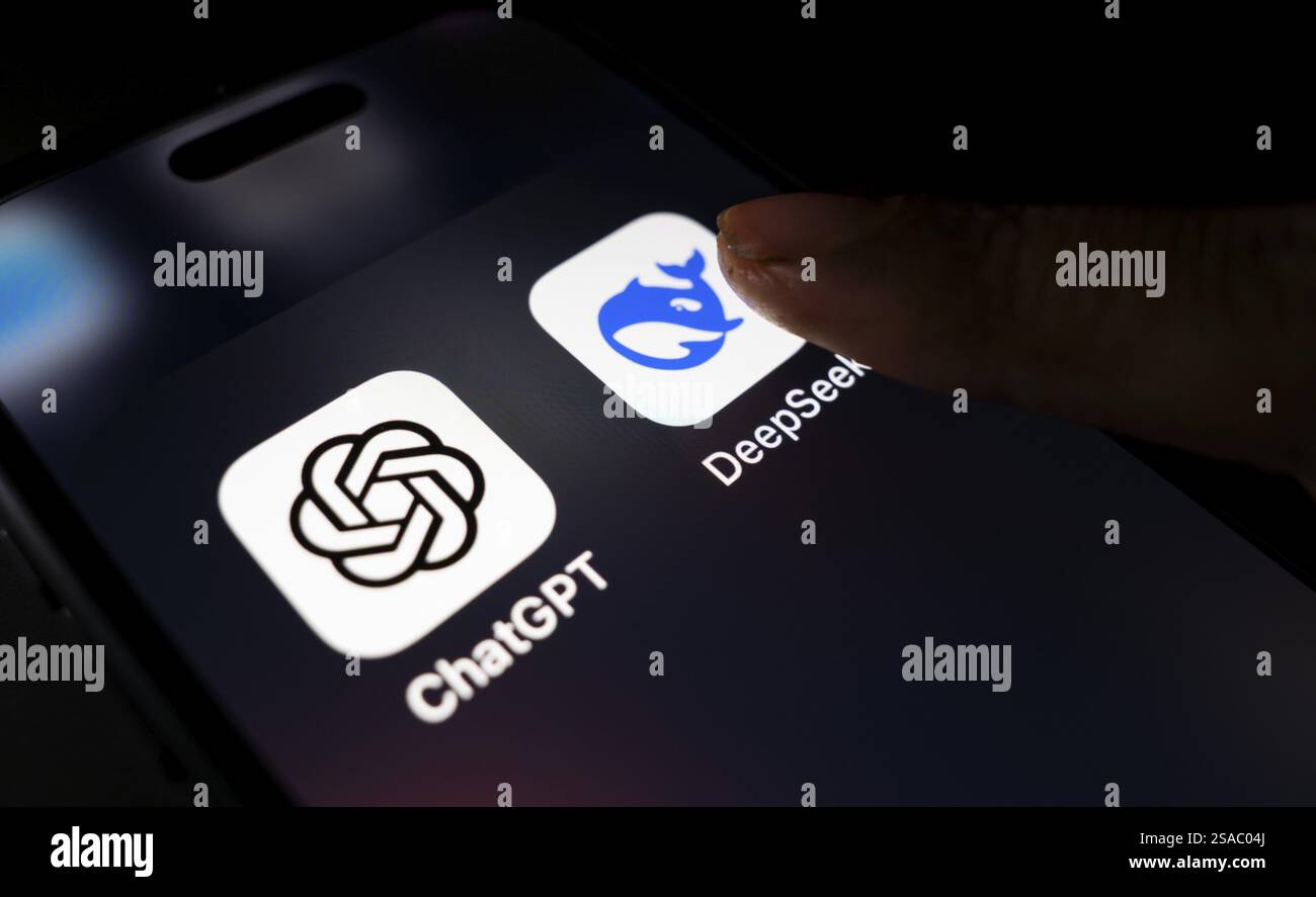 In this photo illustration, the DeepSeek app is displayed on an iPhone ...