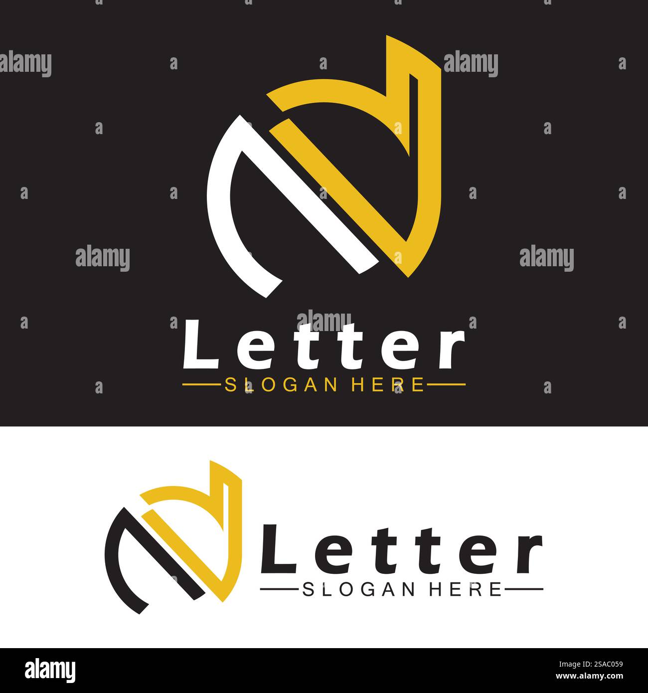 Alphabet letters monogram logo DN, ND, D and N, elegant and ...