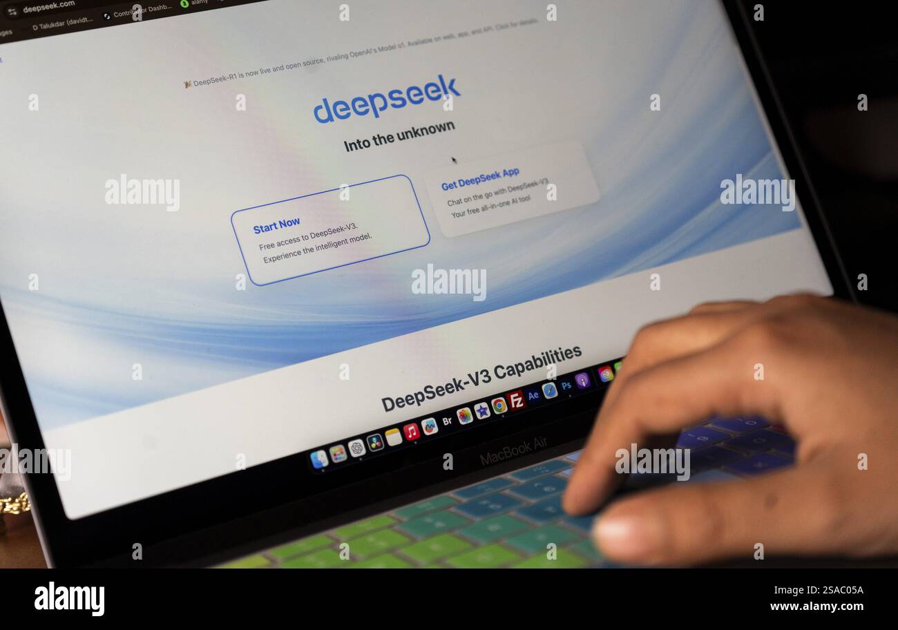 In this photo illustration, the DeepSeek app is displayed on a laptop ...