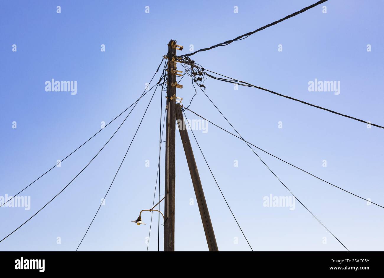 Old electricity pylon with many lines, Kissamos, West Crete, Crete ...