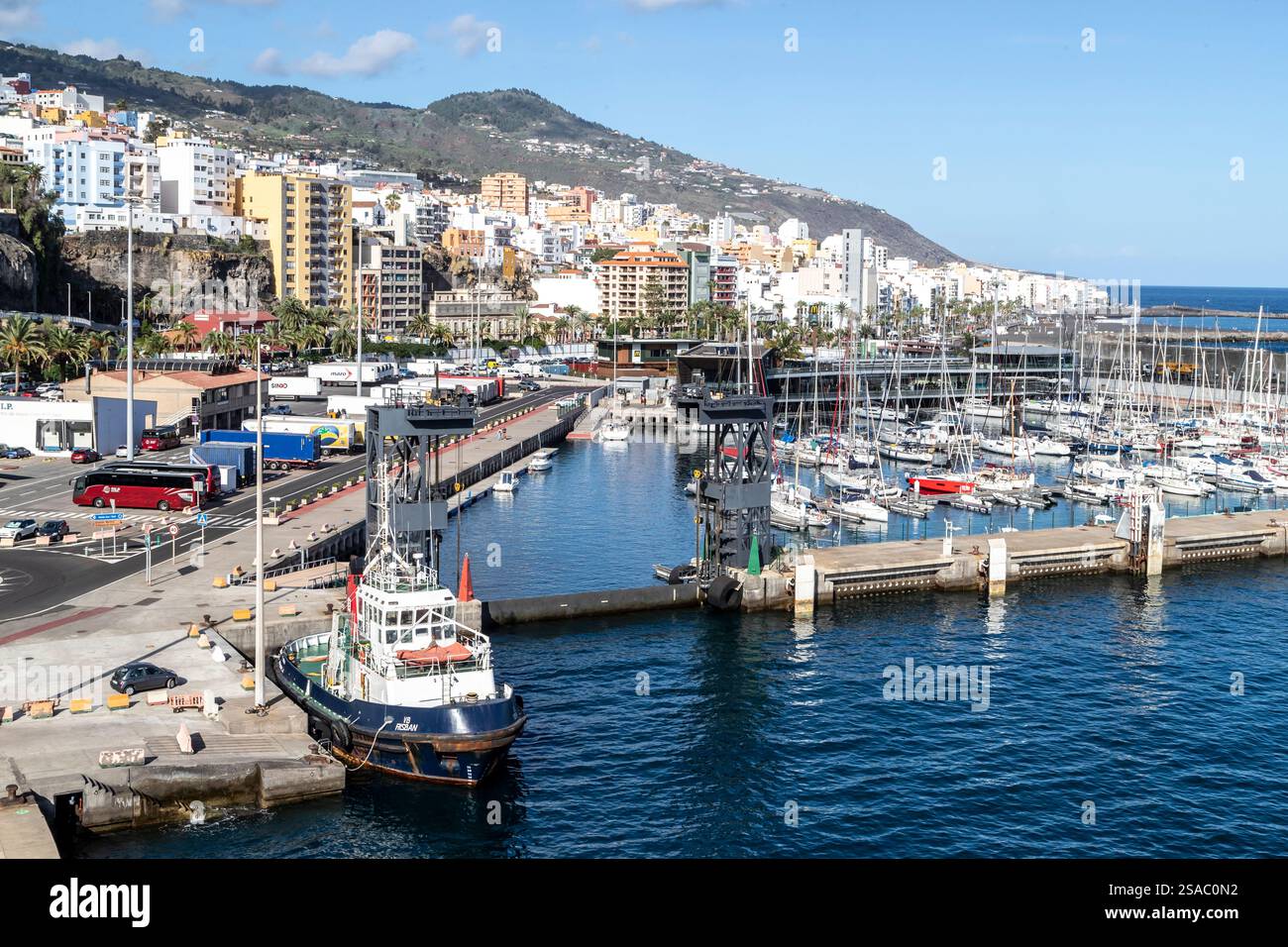 Tug boat VB RISBAN at the yatch harbour in Santa Cruz de La Palma ...