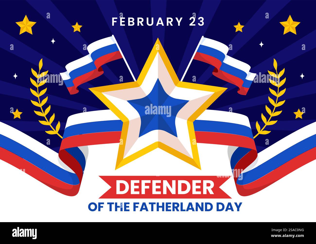 Defender of the Fatherland Day Vector Illustration on 23 February with Russian Flag and Star in ...