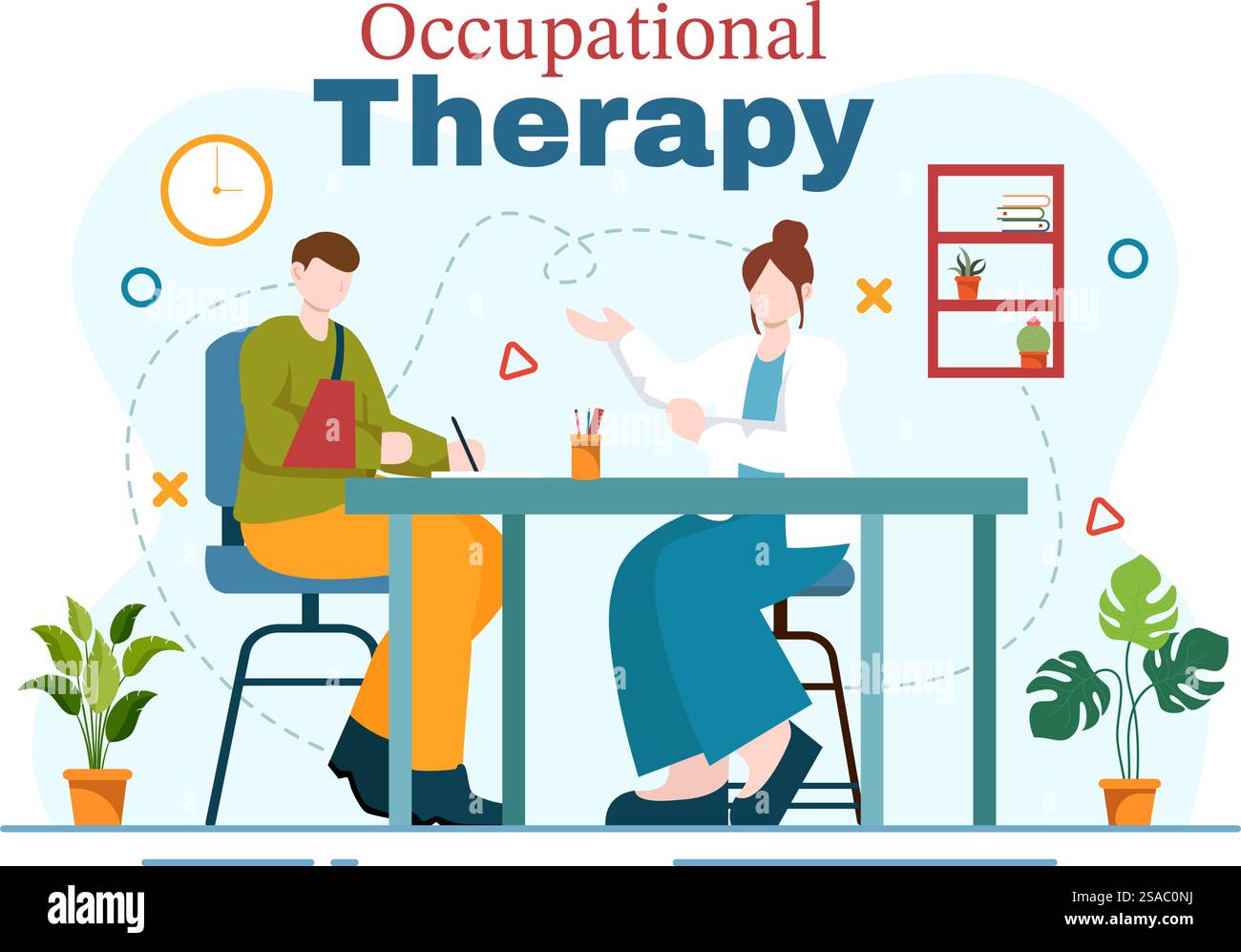 Occupational Therapy Vector Illustration with Treatment Session on ...