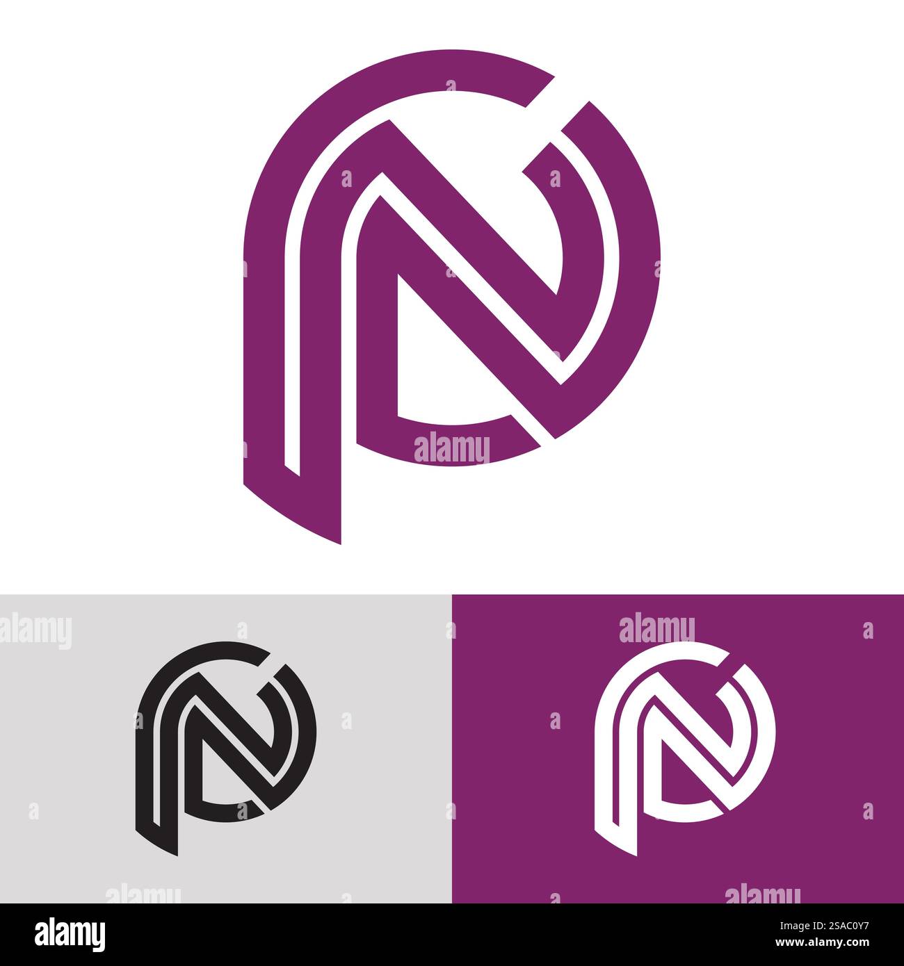 Alphabet letters monogram logo PN, NP, P and N, elegant and ...