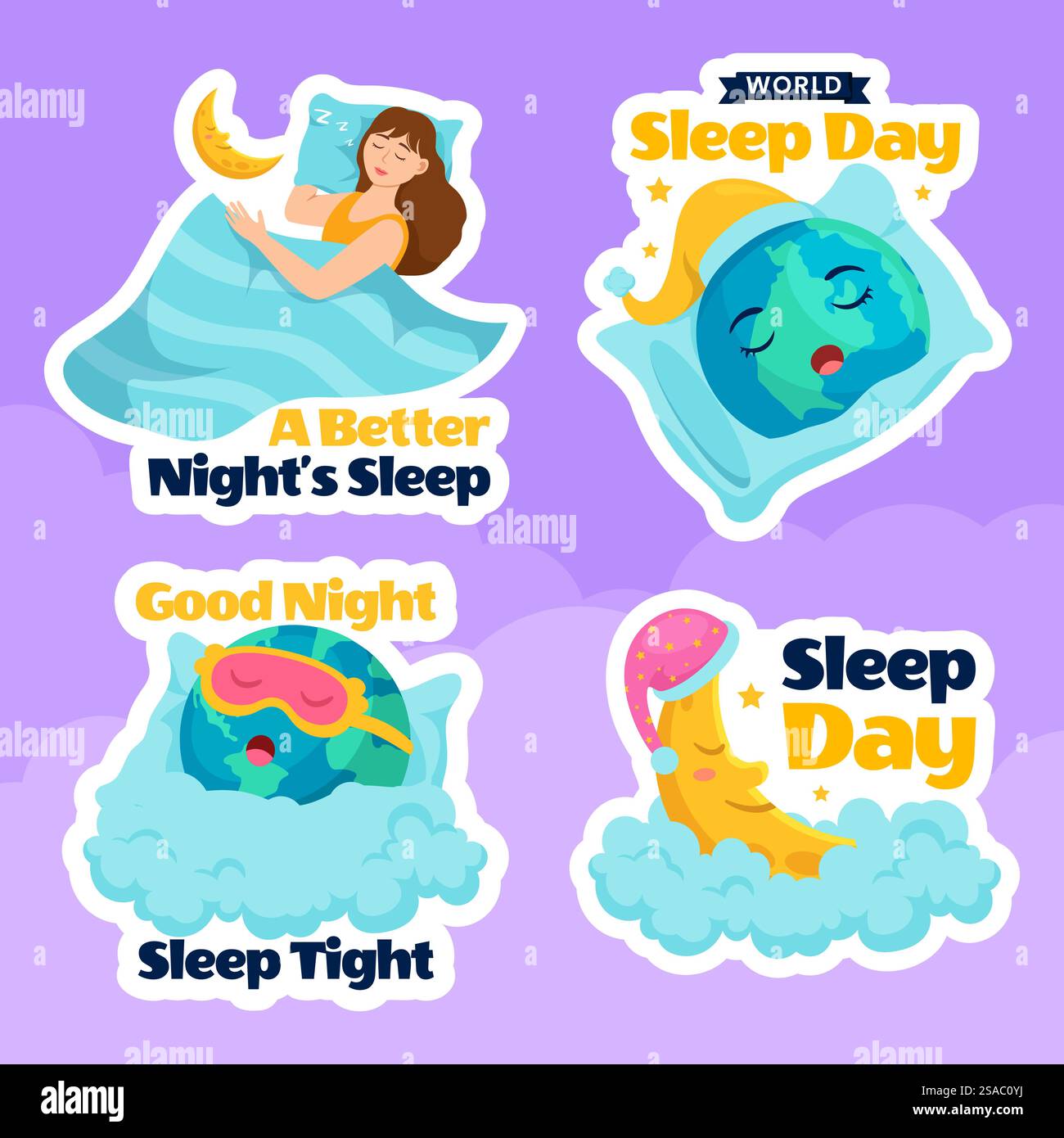 Sleep Day Label Flat Cartoon Hand Drawn Templates Background ...