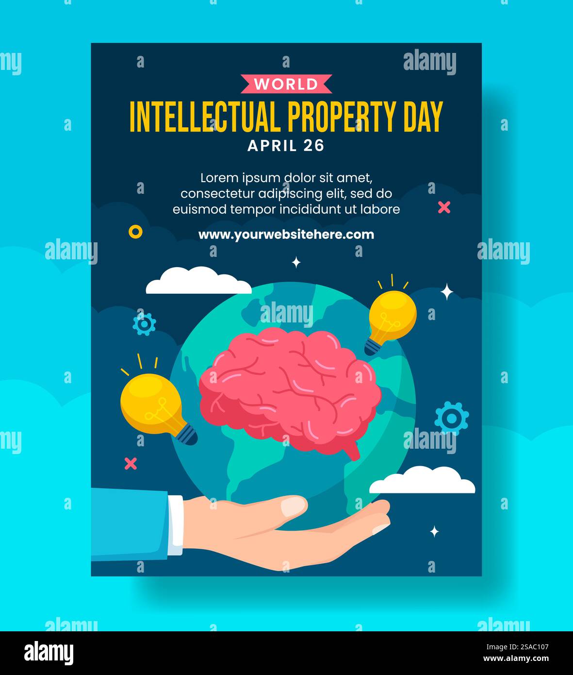 Intellectual Property Day Vertical Poster Flat Cartoon Hand Drawn ...