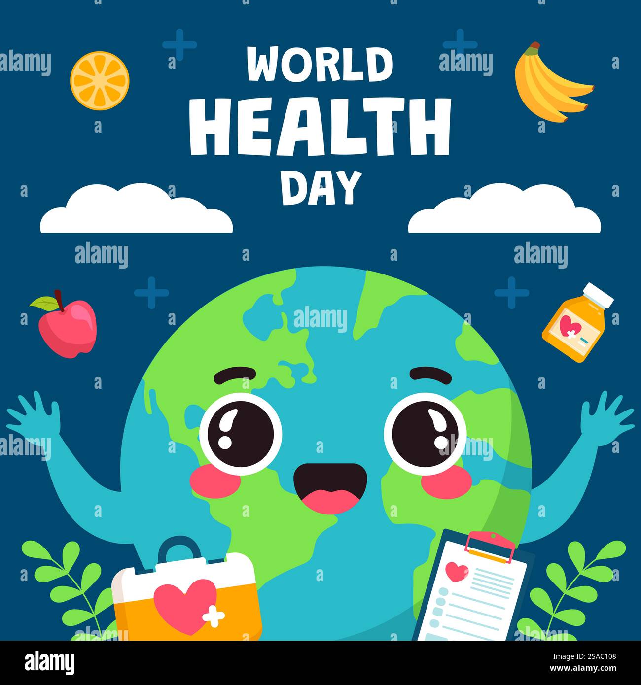 Health Day Social Media Illustration Flat Cartoon Hand Drawn Templates ...