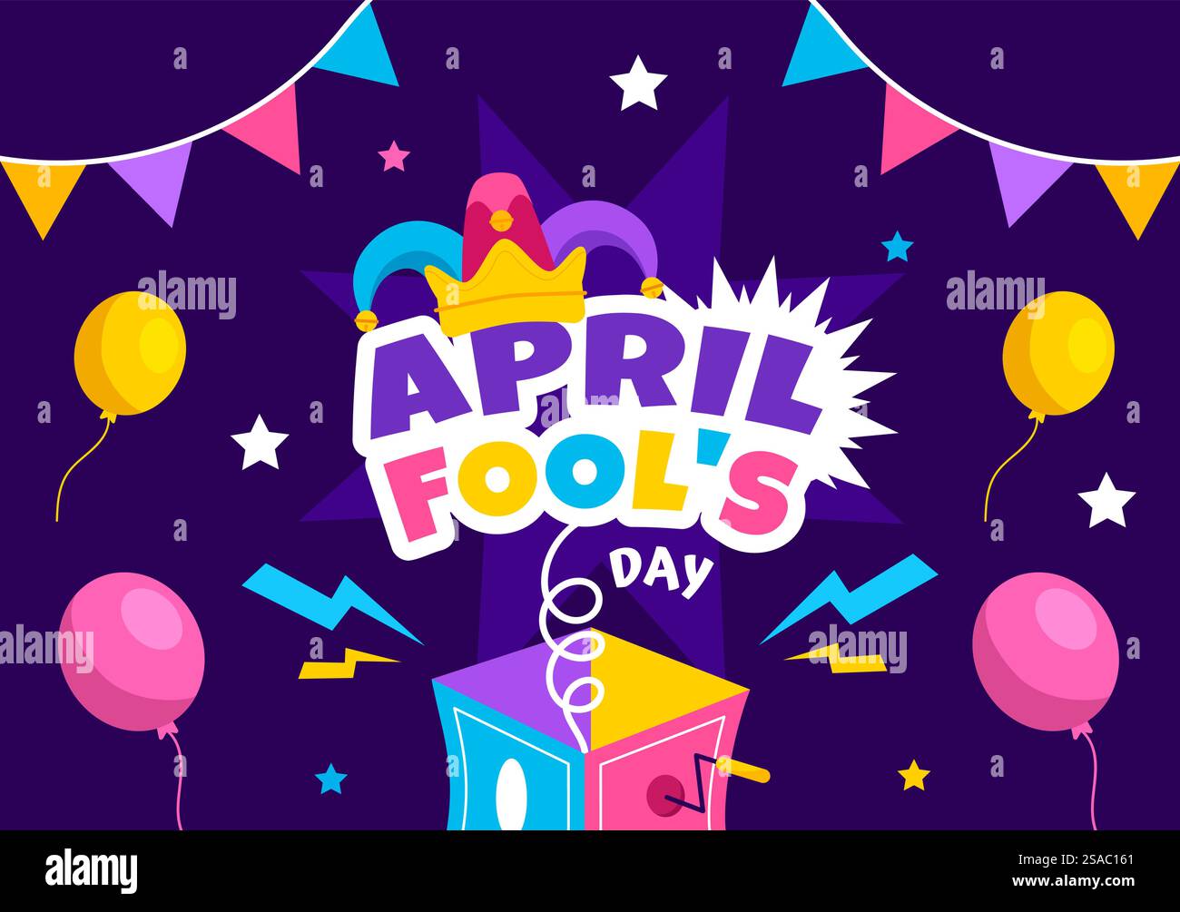 April Fools Day Social Media Background Flat Cartoon Hand Drawn ...