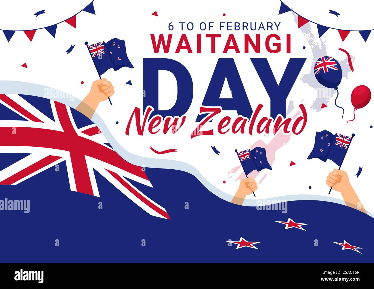 Happy Waitangi Day Vector Illustration on February 6 with New Zealand ...
