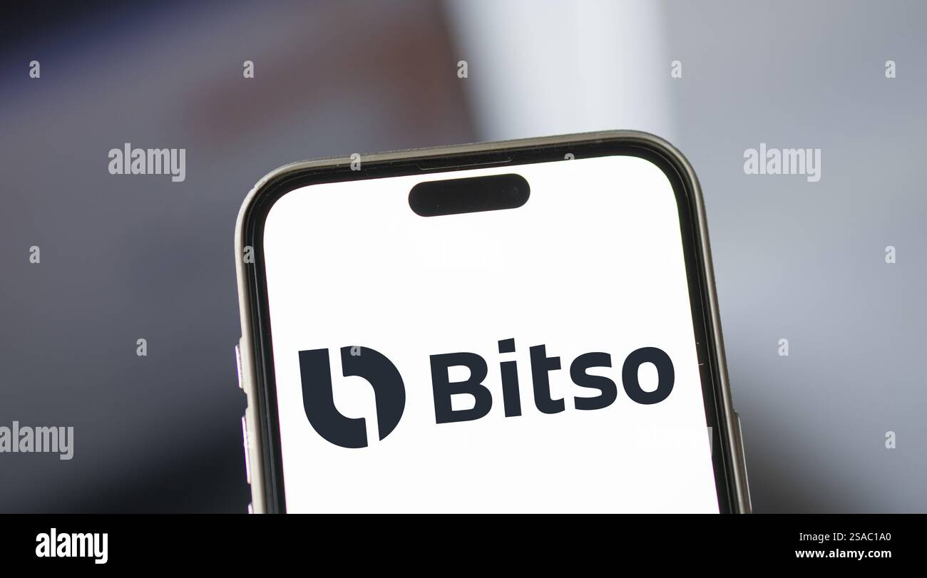 Bitso logo is displayed on smartphone. Bitso began as a global ...