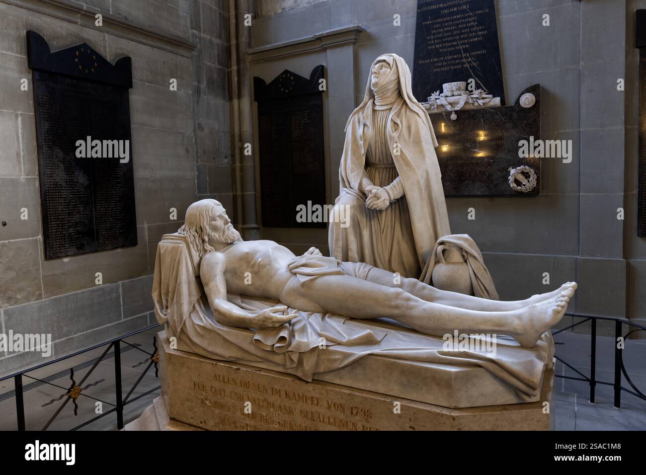 Jesus Christ and Saint Mary mourning over her dead son in Bern Minster ...