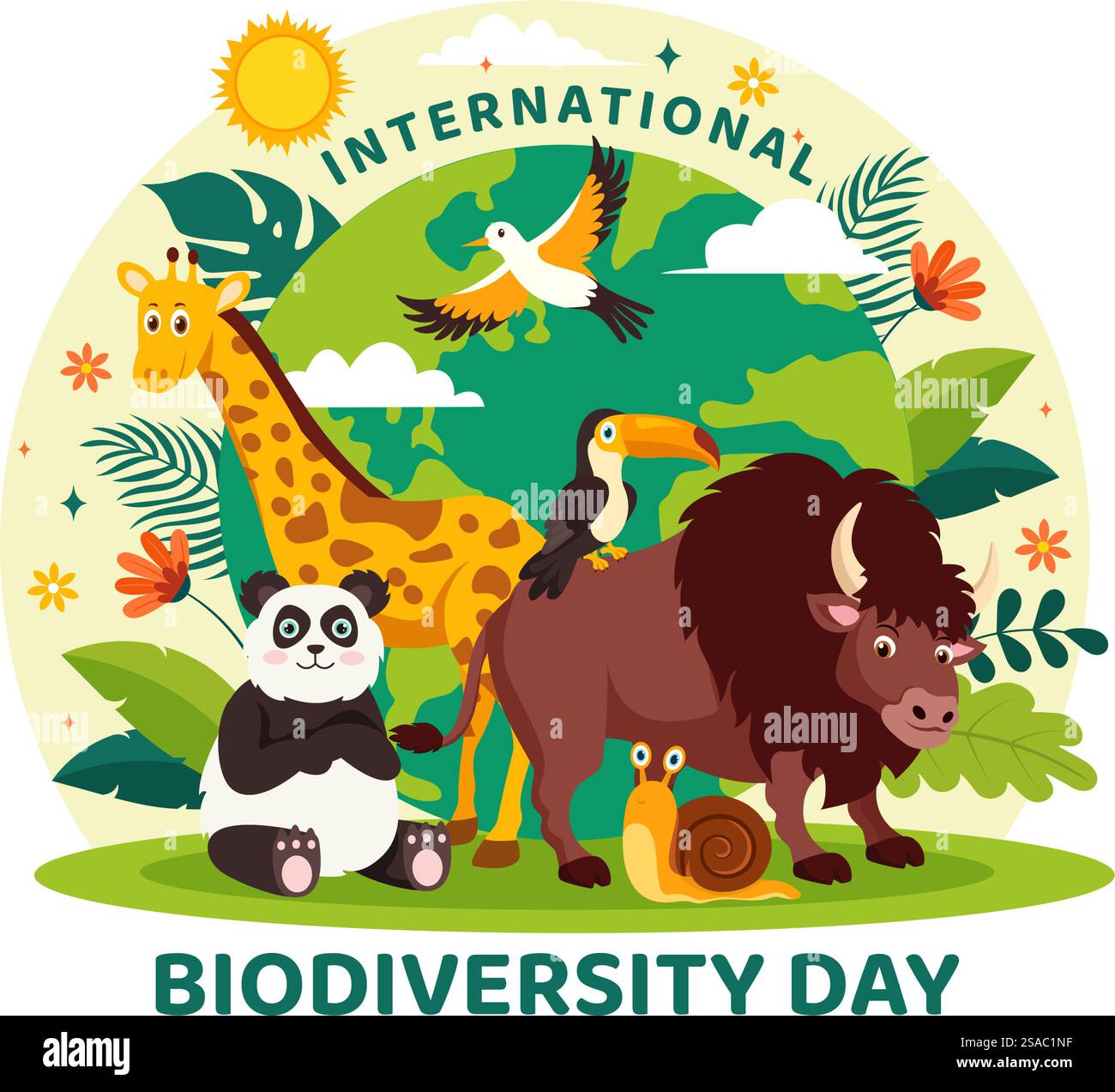 World Biodiversity Day Vector Illustration with Biological Diversity ...