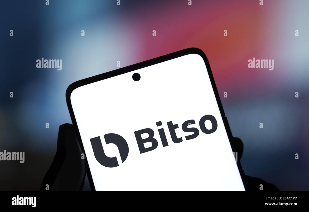 Bitso logo is displayed on smartphone. Bitso began as a global ...