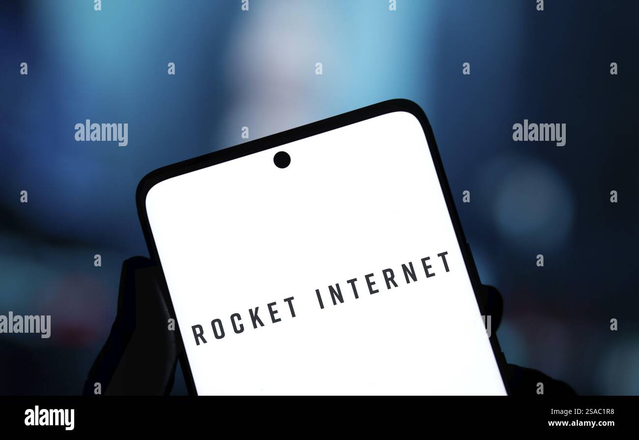 Rocker internet logo is displayed on smartphone. Rocket Internet SE is ...