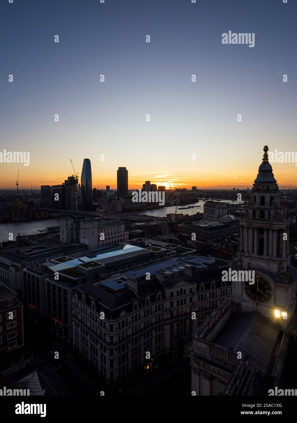 The Bell Tower, St Pauls Cathedral, The City of London, with the River ...