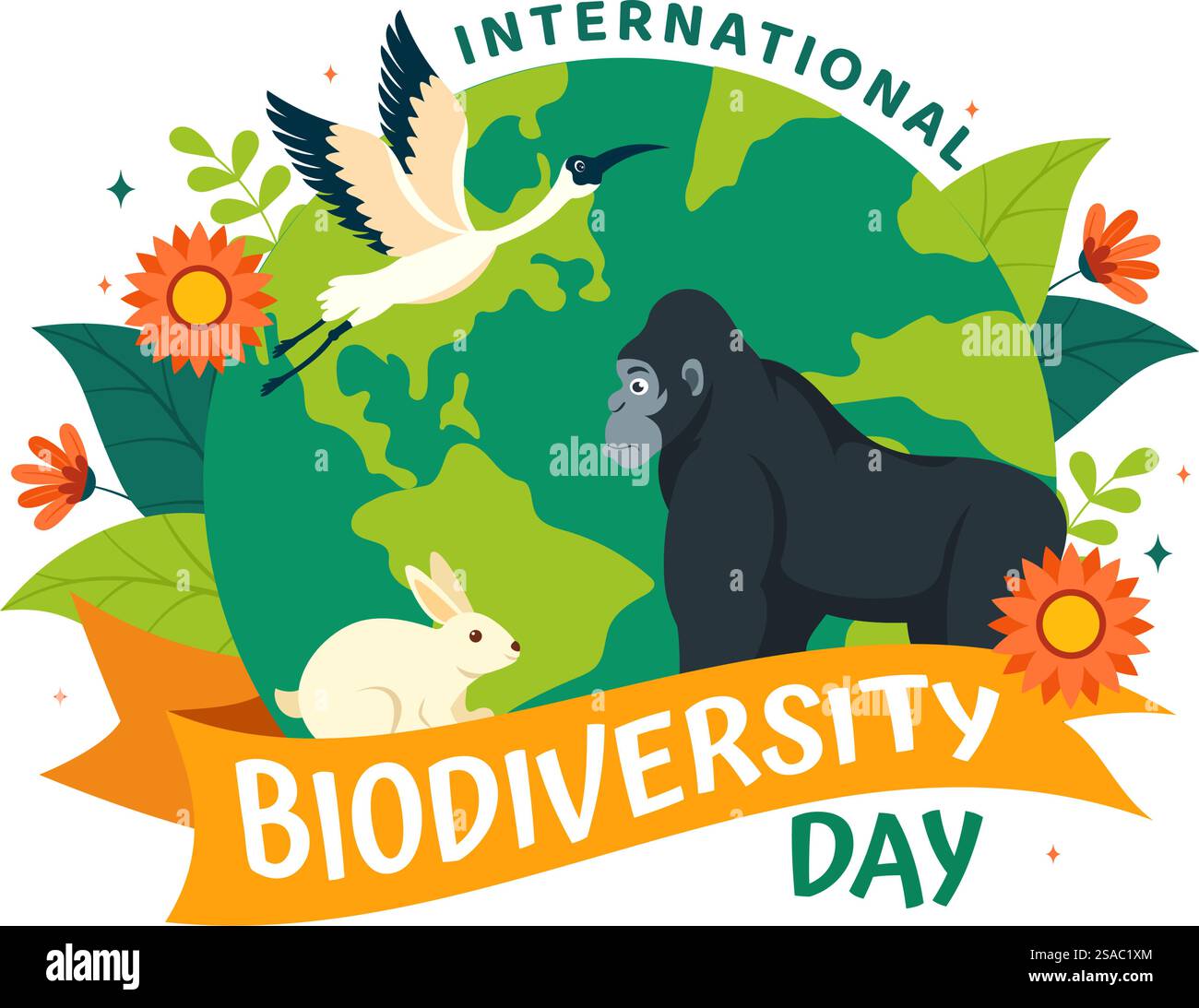 World Biodiversity Day Vector Illustration with Biological Diversity ...