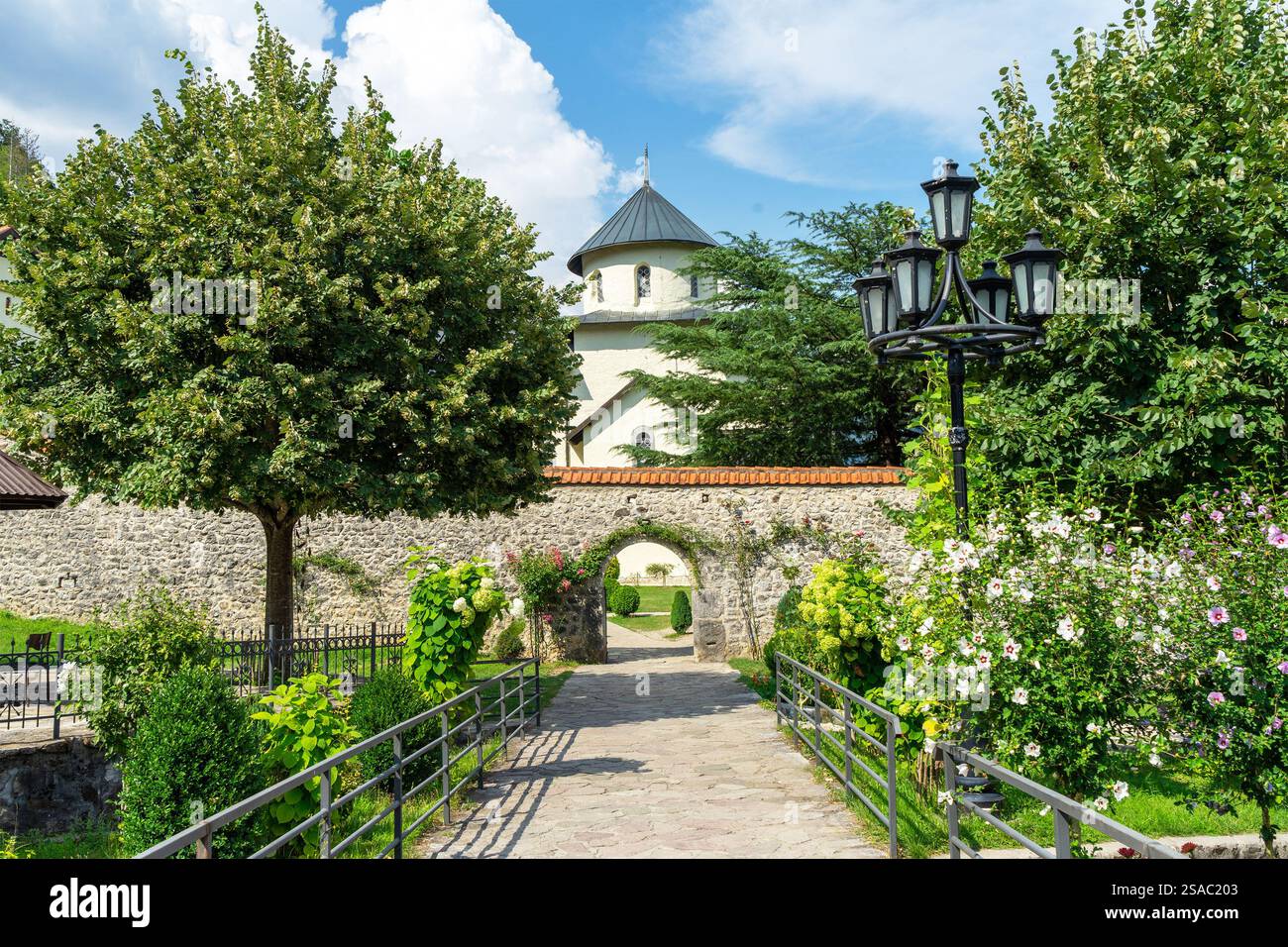 Monastery wall of Moraca monastery. Serbian Orthodox monastery located ...