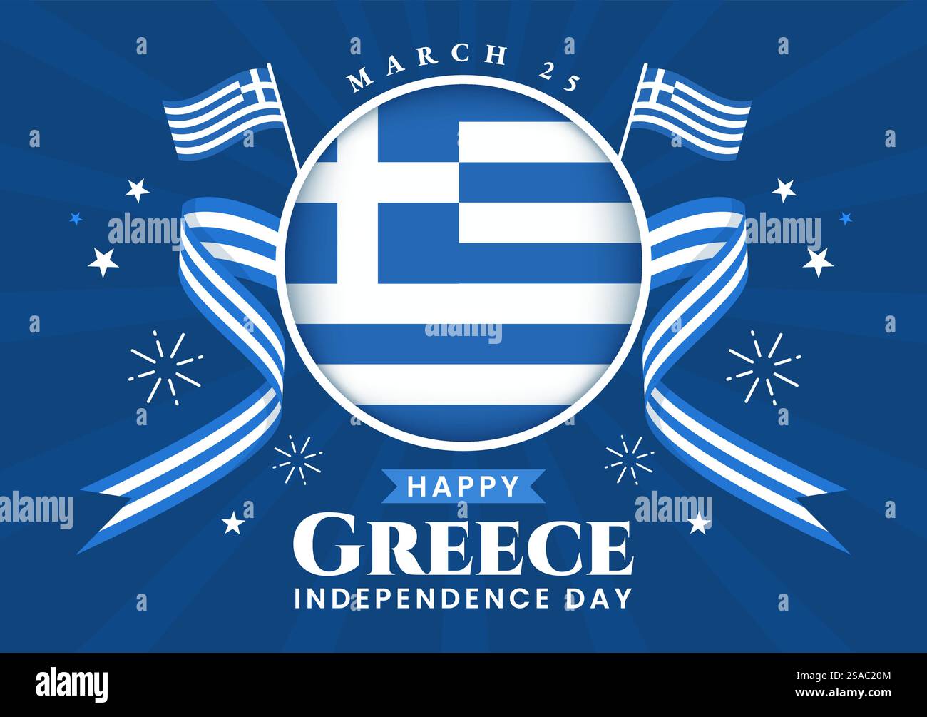 Happy Greece Independence Day Vector Illustration on March 25th with ...