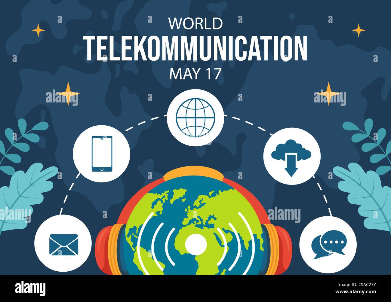 Telecommunication Day Social Media Background Flat Cartoon Hand Drawn ...