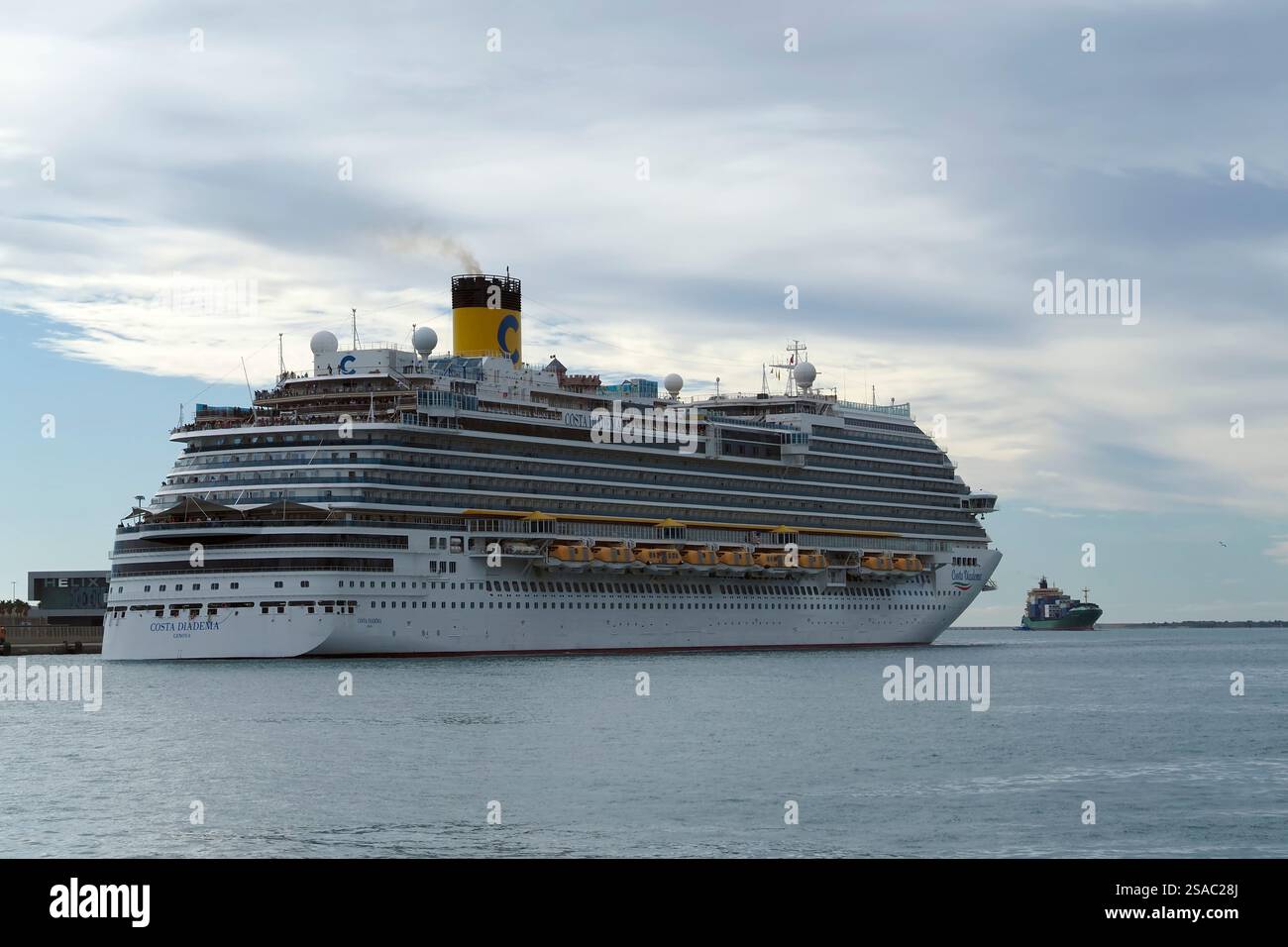 Cruise ship Costa Diadema leaves port of Barcelona,Catalonia,Spain ...