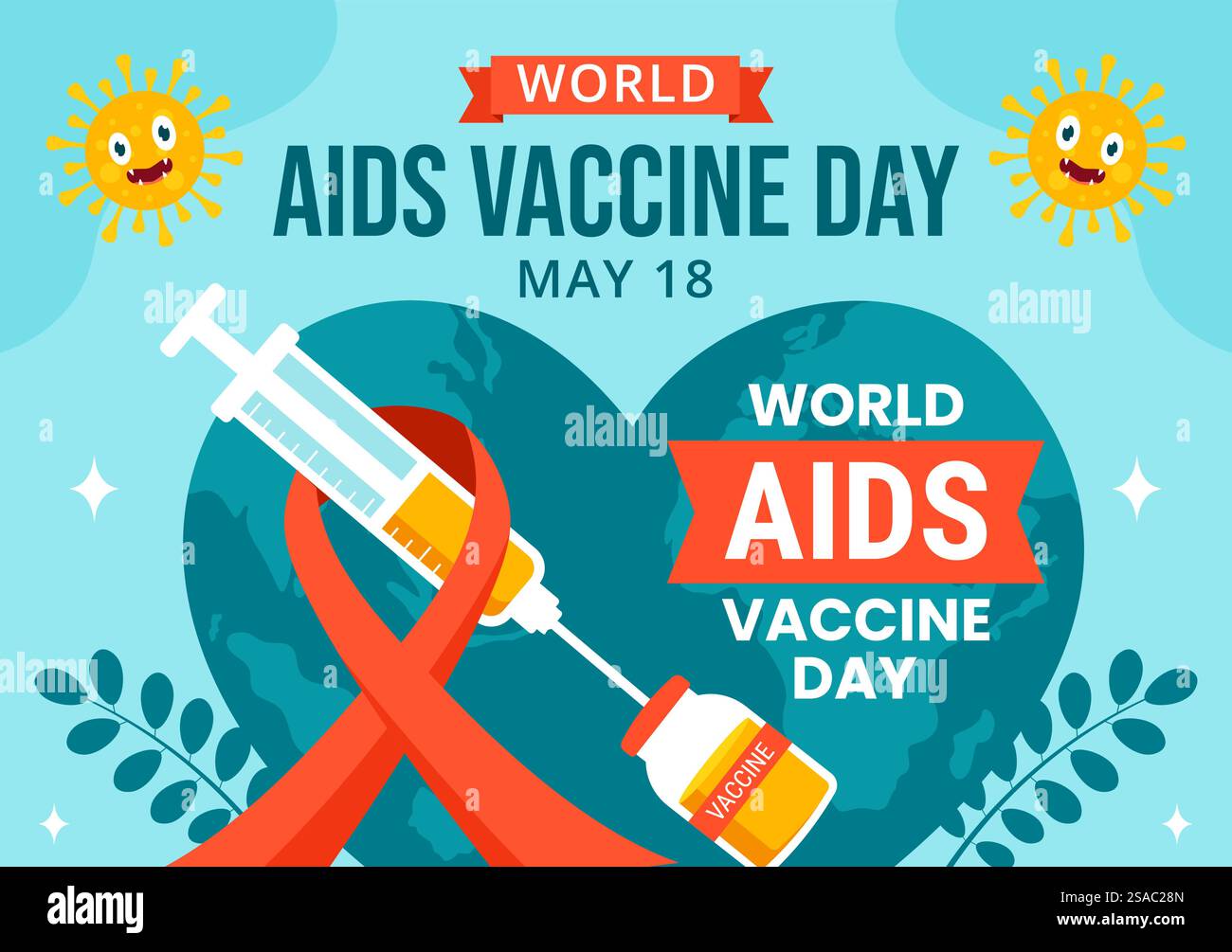 Aids Vaccine Day Social Media Background Flat Cartoon Hand Drawn ...