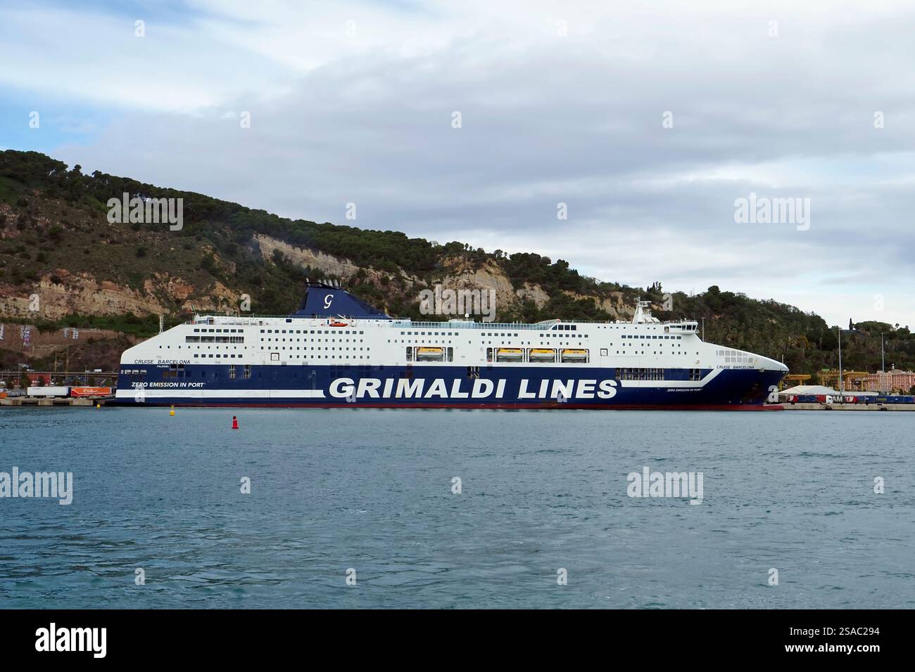 Grimaldi lines ferry ship Cruise Barcelona in port at Barcelona,Catalonia,Spain,Europe Stock ...