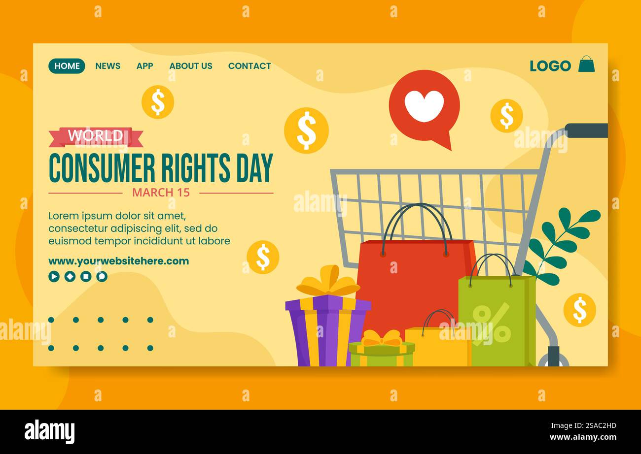 Consumer Rights Day Social Media Landing Page Cartoon Hand Drawn ...