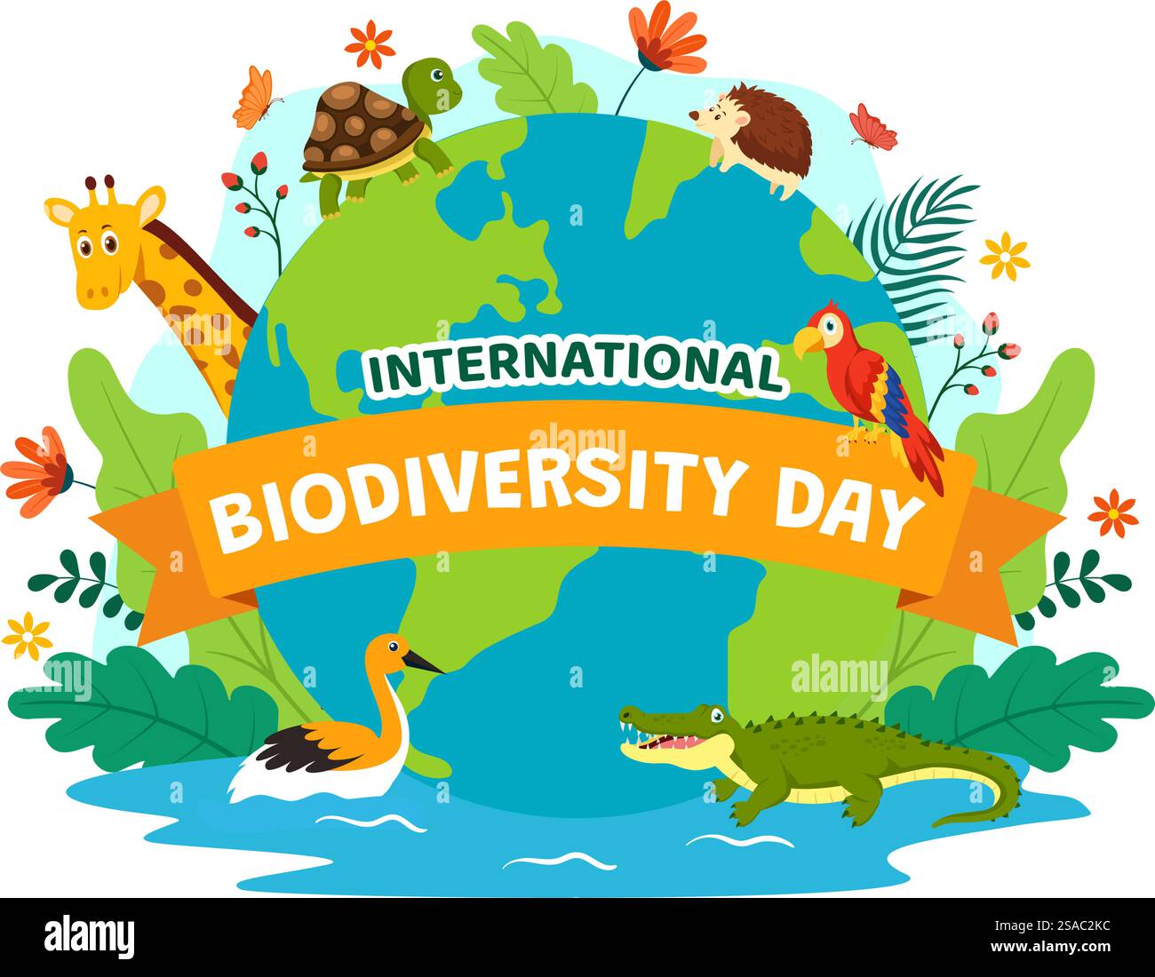 World Biodiversity Day Vector Illustration with Biological Diversity ...