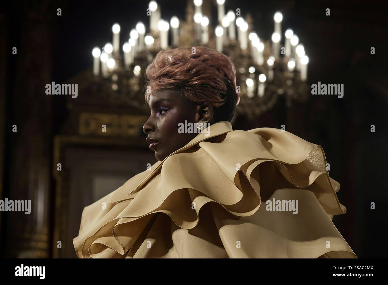 A model wears a creation as part of Viktor&Rolf Haute Couture Spring Summer 2025 collection ...