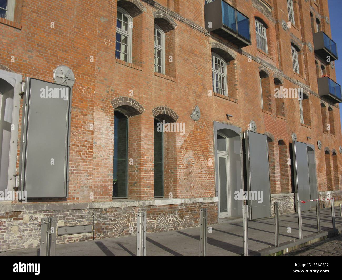 Buildings with flood protection Stock Photo - Alamy