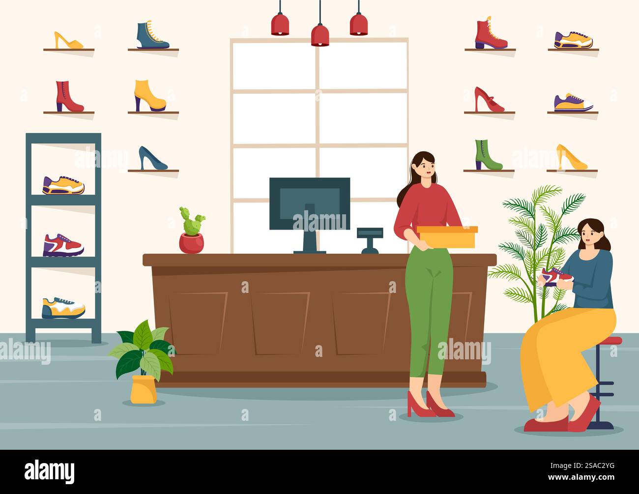 Shoe Store Vector Illustration with New Collection Men or Women Various ...