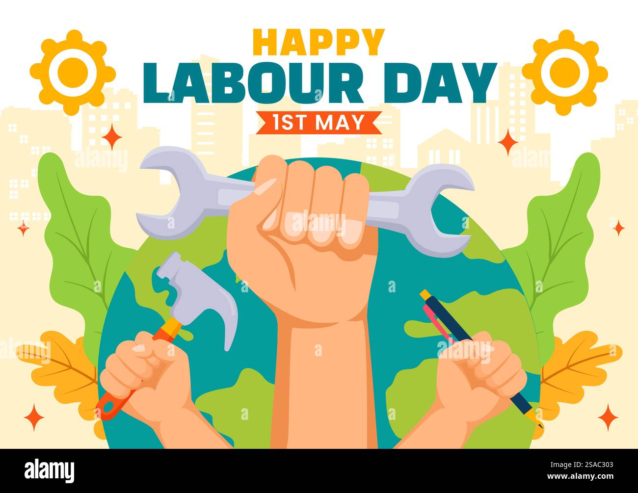 Labour Day Social Media Background Flat Cartoon Hand Drawn Templates ...