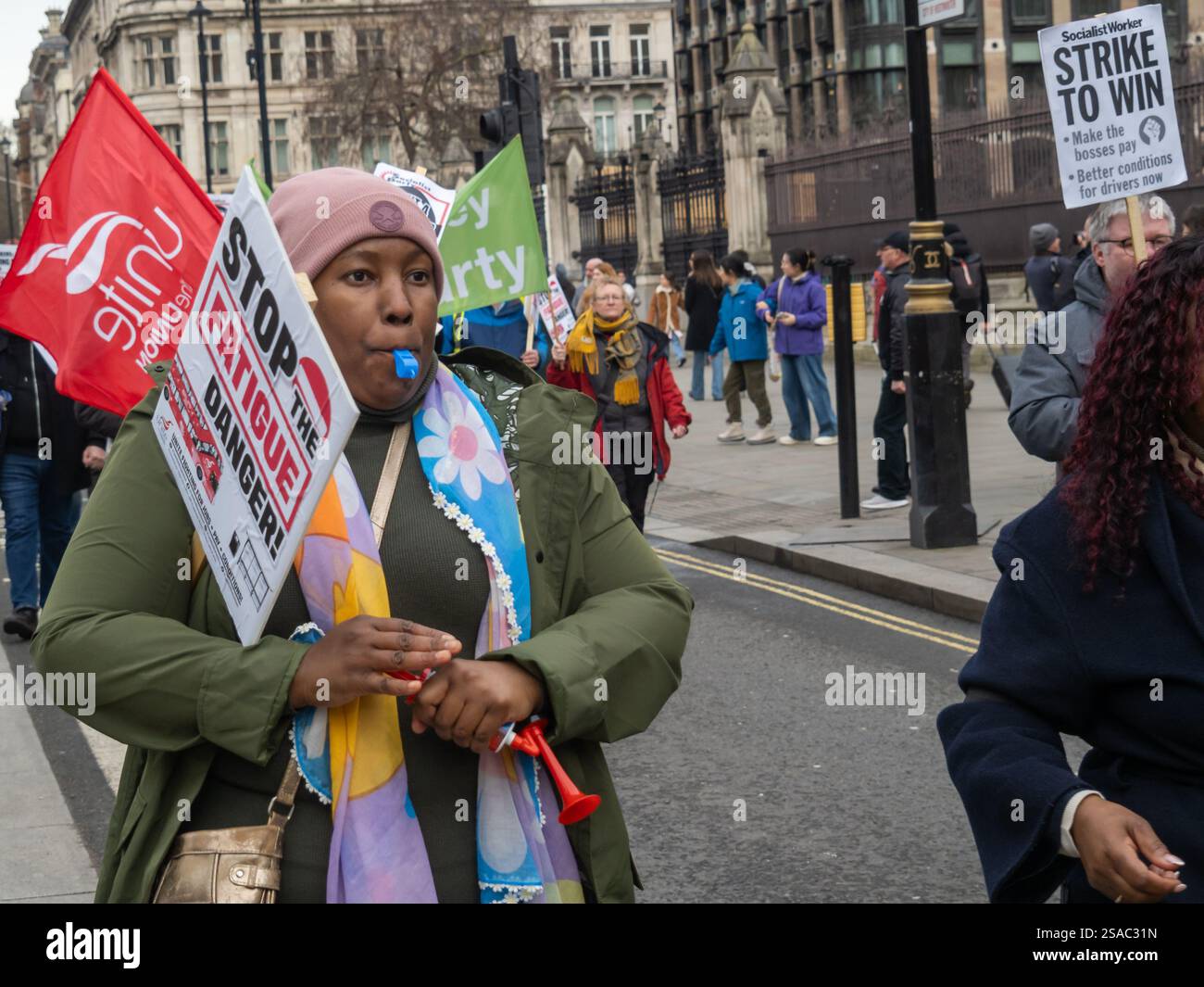 London, UK. 29 Jan 2025. Bus Drivers marched from Victoria to ...