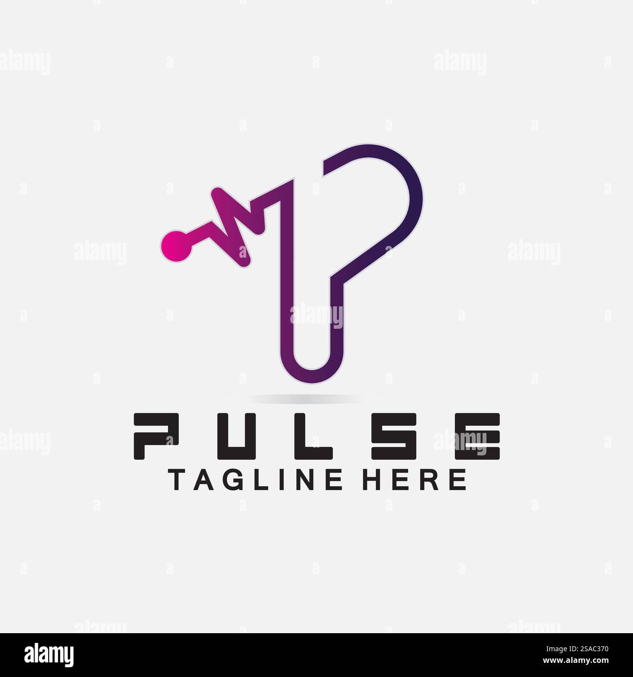 Letter P Pulse Line Logo Design vector illustration. design combining ...