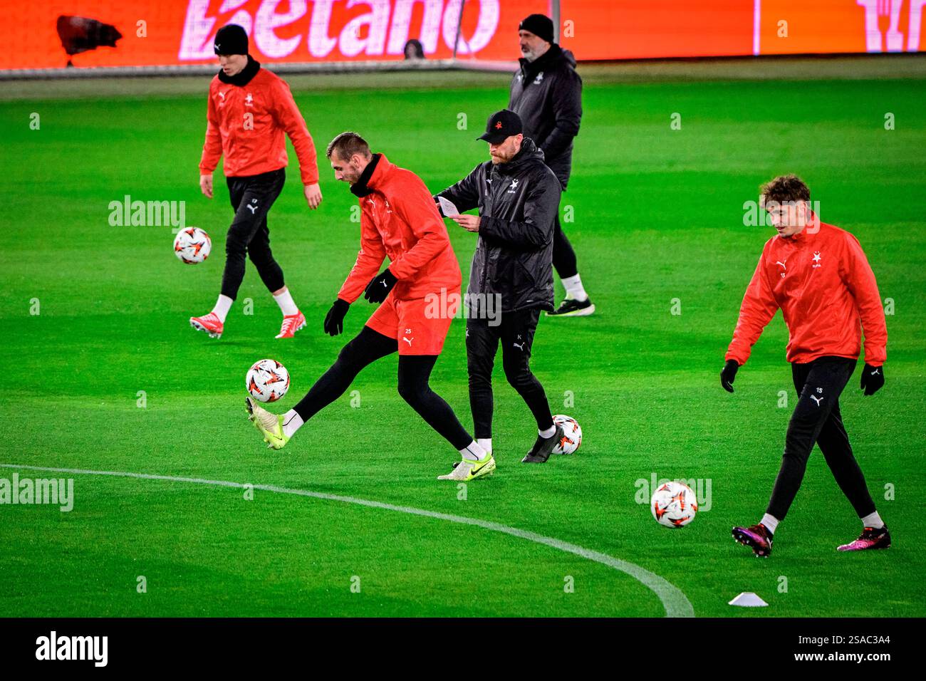 Prague, Czech Republic. 29th Jan, 2025. SK Slavia Praha players attend ...