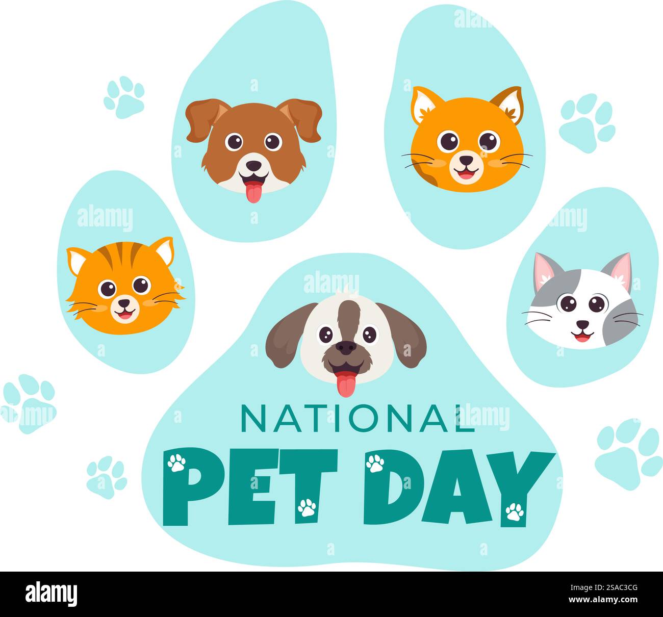 National Pet Day Vector Illustration on April 11 with Cute Pets of Cats ...