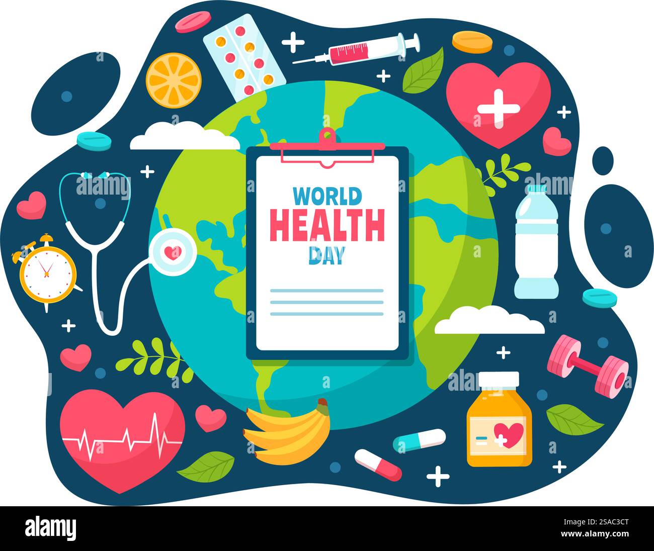 World Health Day Vector Illustration on April 7th with Earth and ...