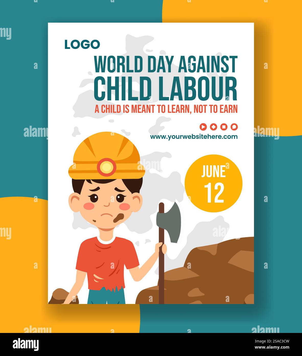 Against Child Labour Vertical Poster Flat Cartoon Hand Drawn Templates ...