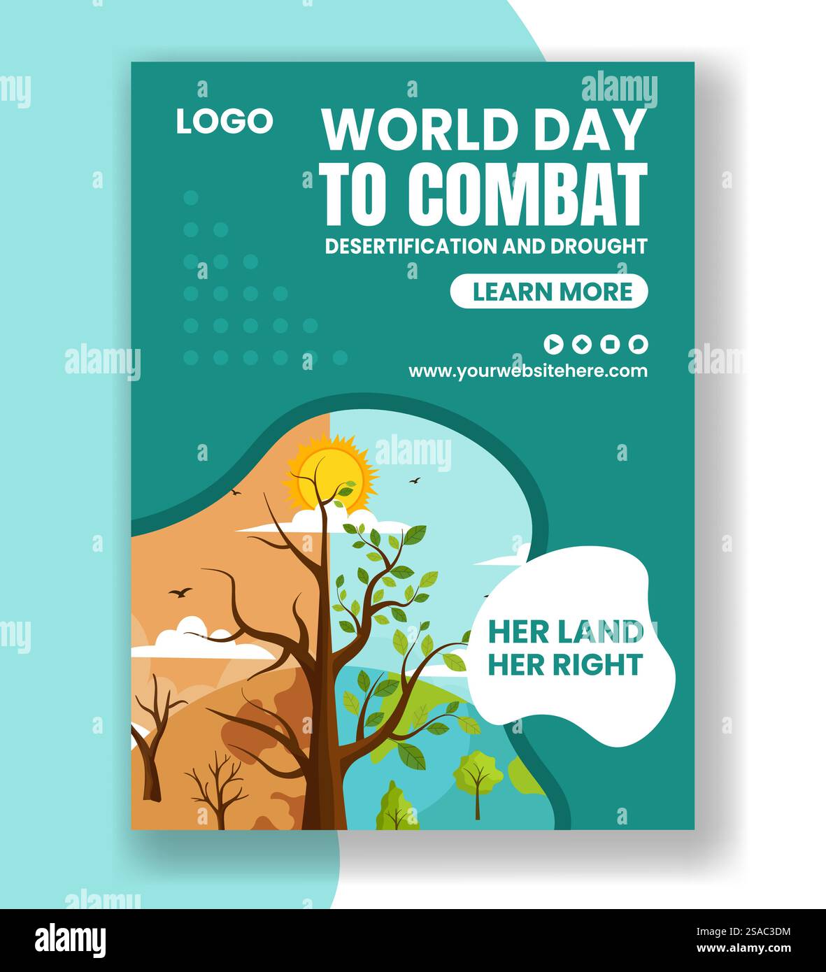 Combat Desertification and Drought Vertical Poster Flat Cartoon Hand ...