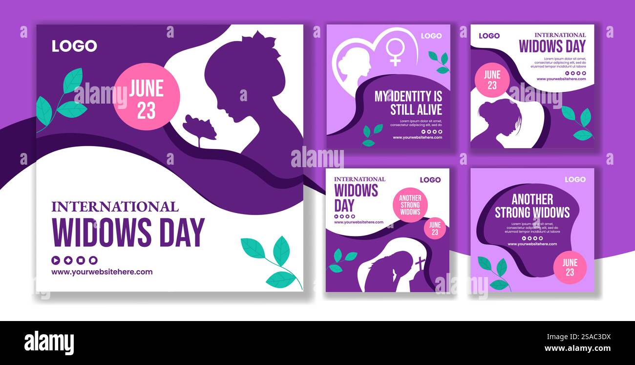 Widows Day Social Media Post Flat Cartoon Hand Drawn Templates ...